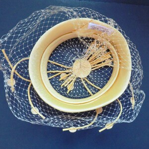 1950s Ring Hat With Veil - Lemon Yellow Hat Streamers Polka Dots Veil ...