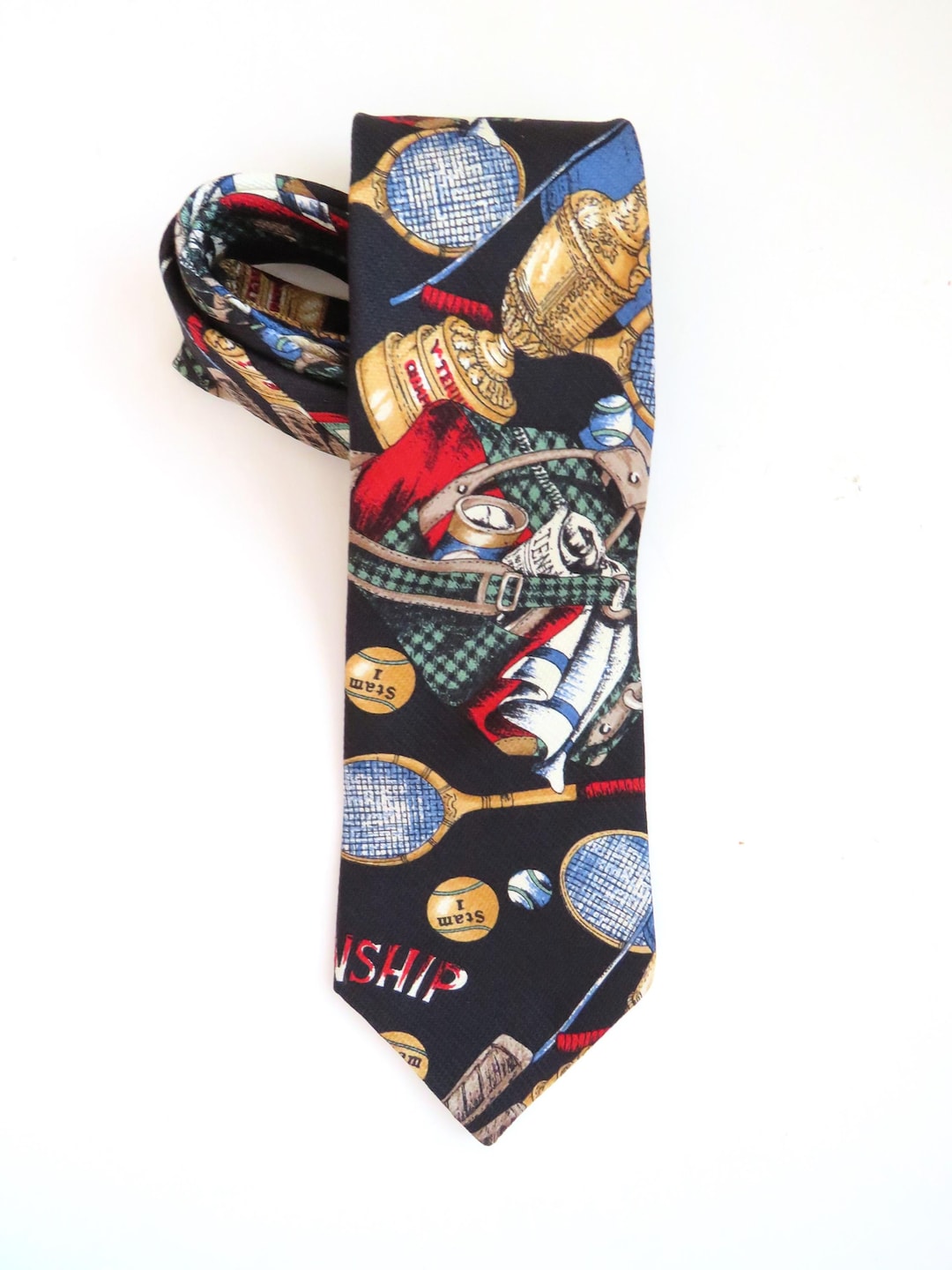 Tennis Theme Silk Tie by Geoffrey Beene - Tennis Rackets Championship ...