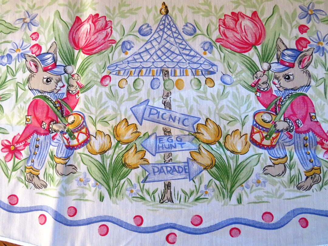 Round Easter Bunny Tablecloth - Peter Rabbit Beatrix Potter Style ...