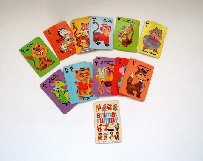 1960s Animal Rummy Playing Card Game - Whitman 4493 - Complete Full ...