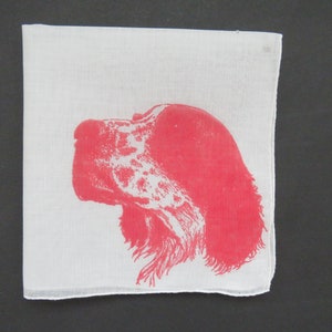 Vintage English Springer Spaniel Hanky Handkerchief - Red White Bird ...