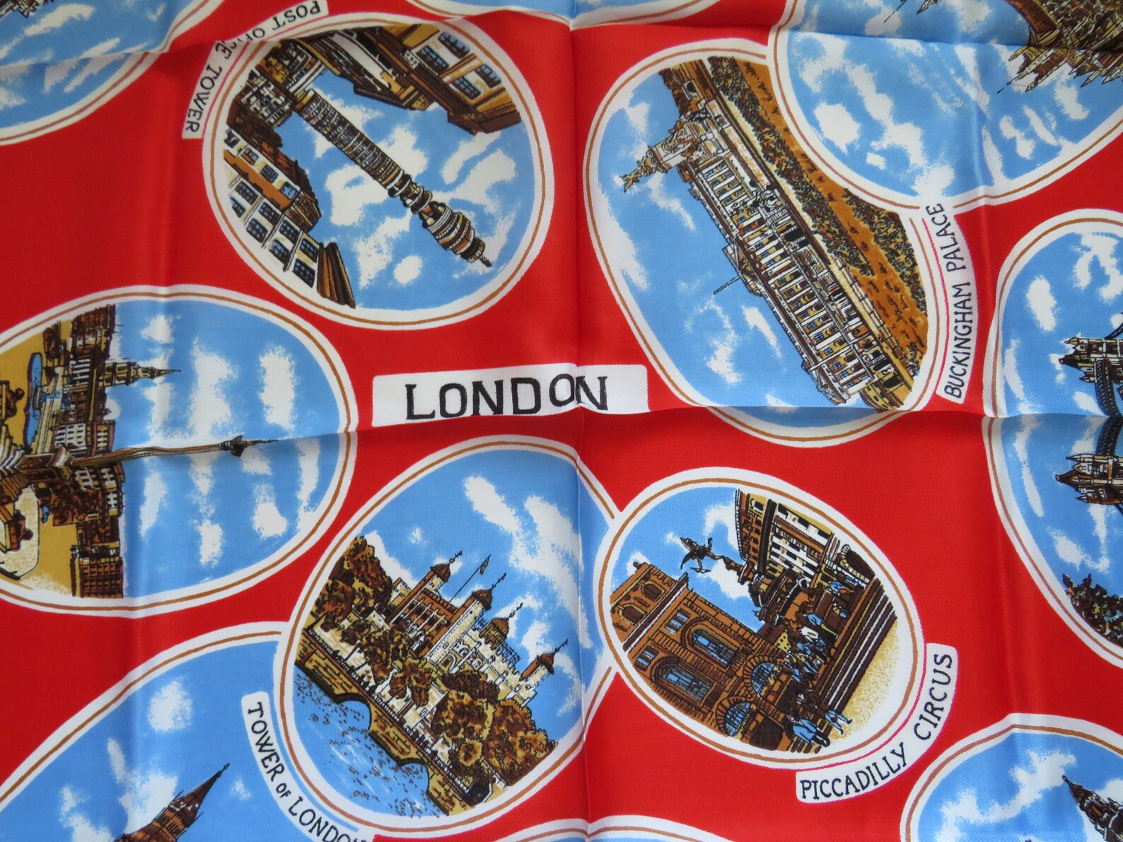 Vintage LONDON England Souvenir Scarf Famous London Sites - Etsy