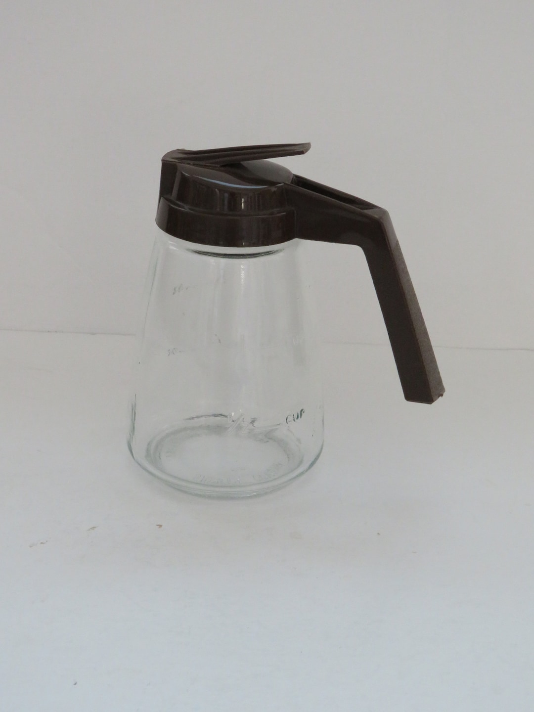 1950s Federal Glass Syrup Pitcher Plastic Brown Lid Syrup Sugar Creamer ...