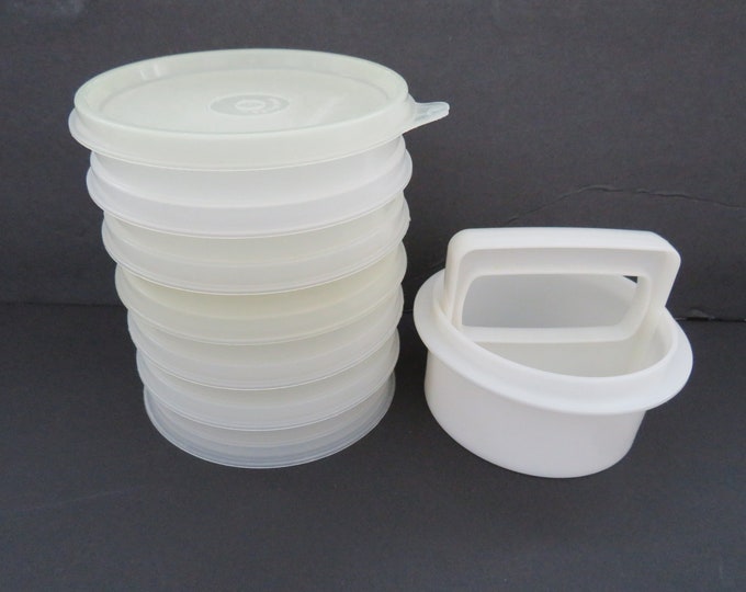 1960 TUPPERWARE Hamburger Keepers - Set of 6 Keepers Lid Press ...