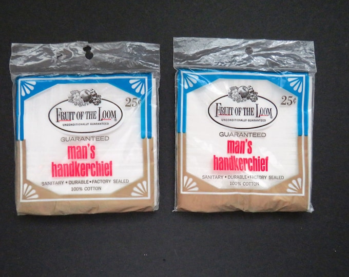 1960s Vintage Mens Handkerchiefs by Fruit of the Loom Set of 2 NEW in ...