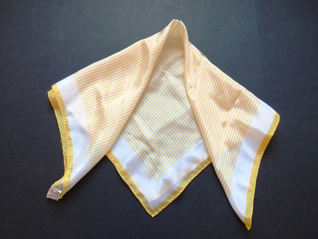 1980s Vintage Mod Square Silk Scarf by Echo - Retro Yellow White ...