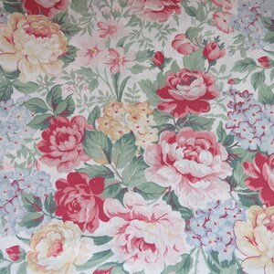 Vintage Floral Queen Flat Sheet by Springmaid Blue Pink Yellow Flowers ...