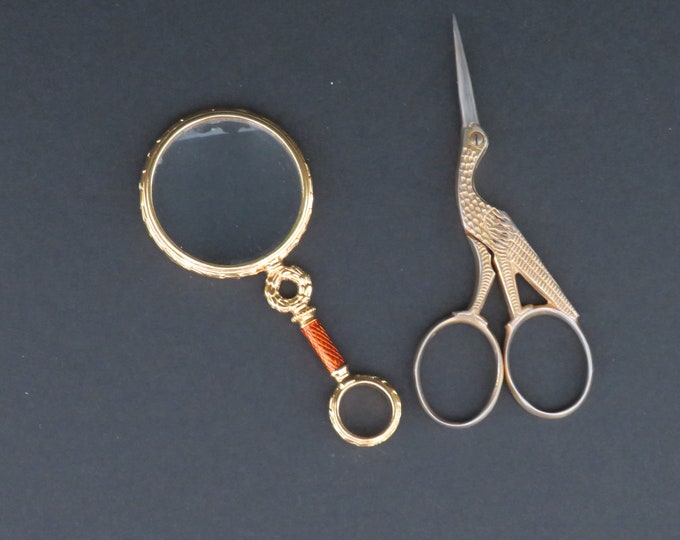 1980s Hoffritz Stork Scissors and Magnifying Glass - Embroidery ...