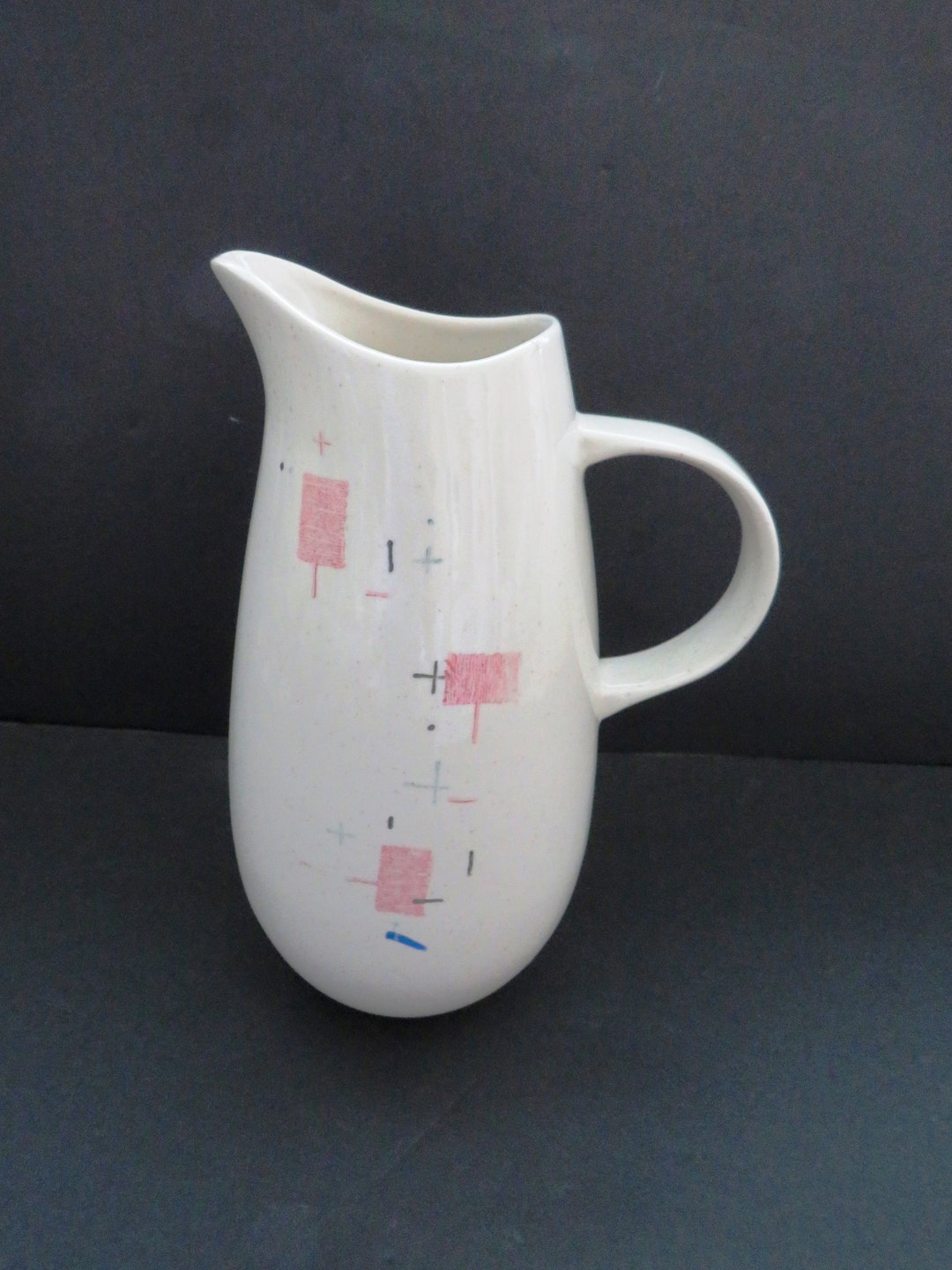 1970s Mid Century Modern Pitcher by Vernon Ware - Tickled Pink Atomic ...
