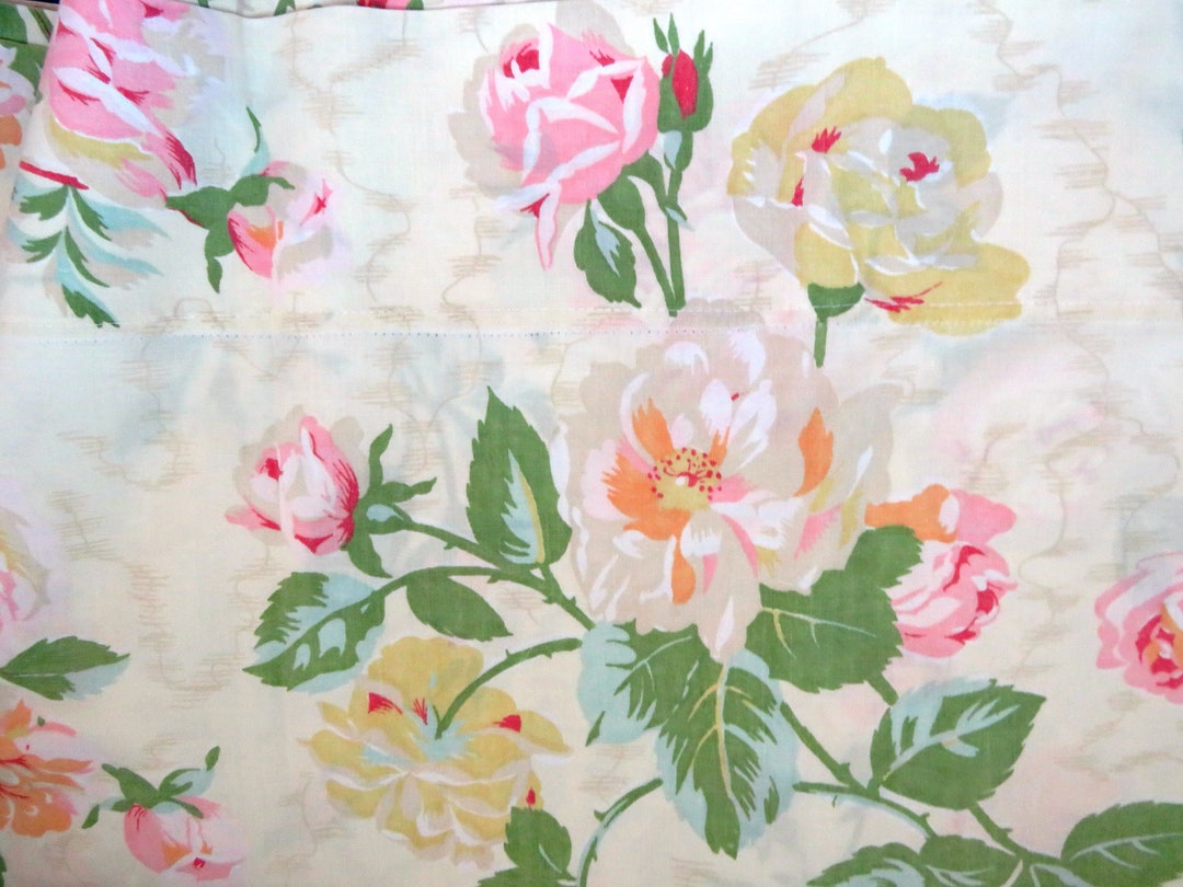 Full Double Flat Sheet by Wondercale Springmaid - Pink Yellow Roses on ...