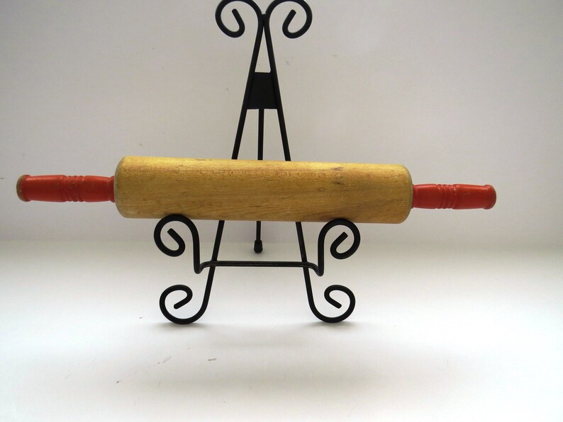 1940s Solid Wooden Rolling Pin Red Grooved Revolving Handles - Etsy