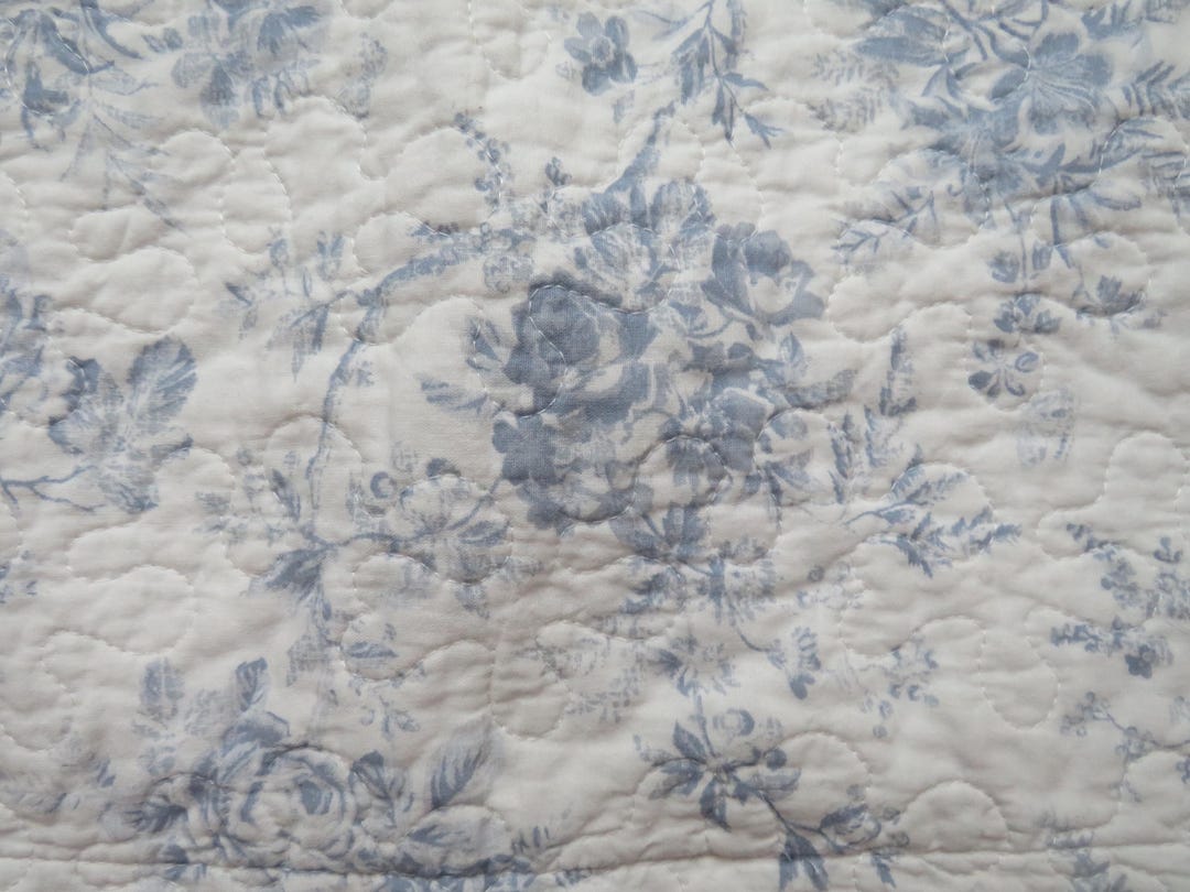 ONE Laura Ashley Standard Pillow Sham - Blue White Floral Toile Roses ...