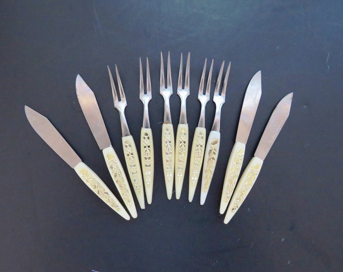 1970s Little Cocktail Forks Knives - Set of 10 Stainless Steel ...
