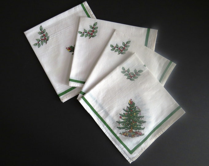 Spode Christmas Tree Cloth Napkins - Set of 4 Cotton Napkins ...