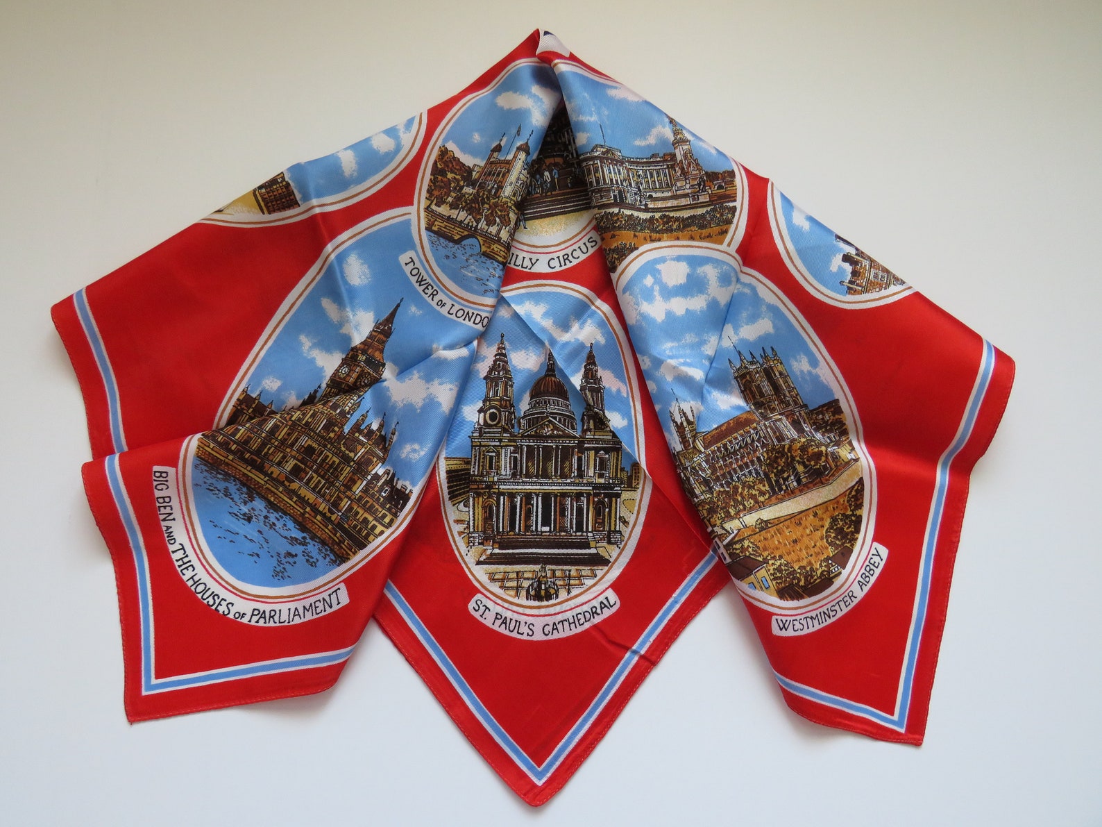 Vintage LONDON England Souvenir Scarf Famous London Sites - Etsy