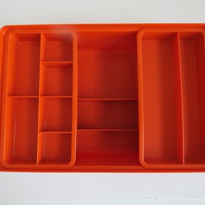 1980 Tupperware Hobby Organizer - Orange Divided Plastic Container Lid ...