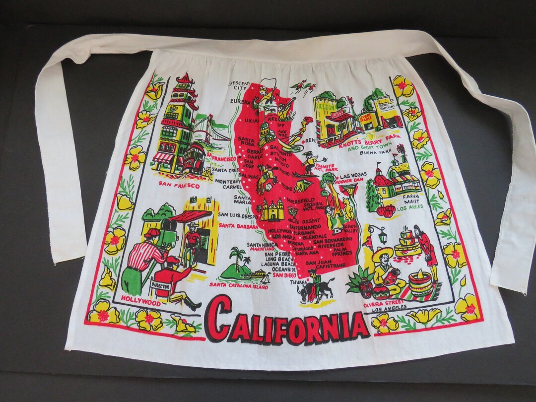 Vintage 1960s California Souvenir Half Apron - Hollywood Motion ...