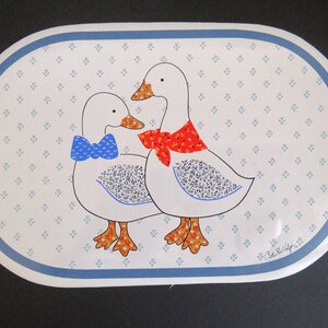 1970s LOVE GEESE Oval Vinyl Placemats Set of 4 Country Goose Geese ...