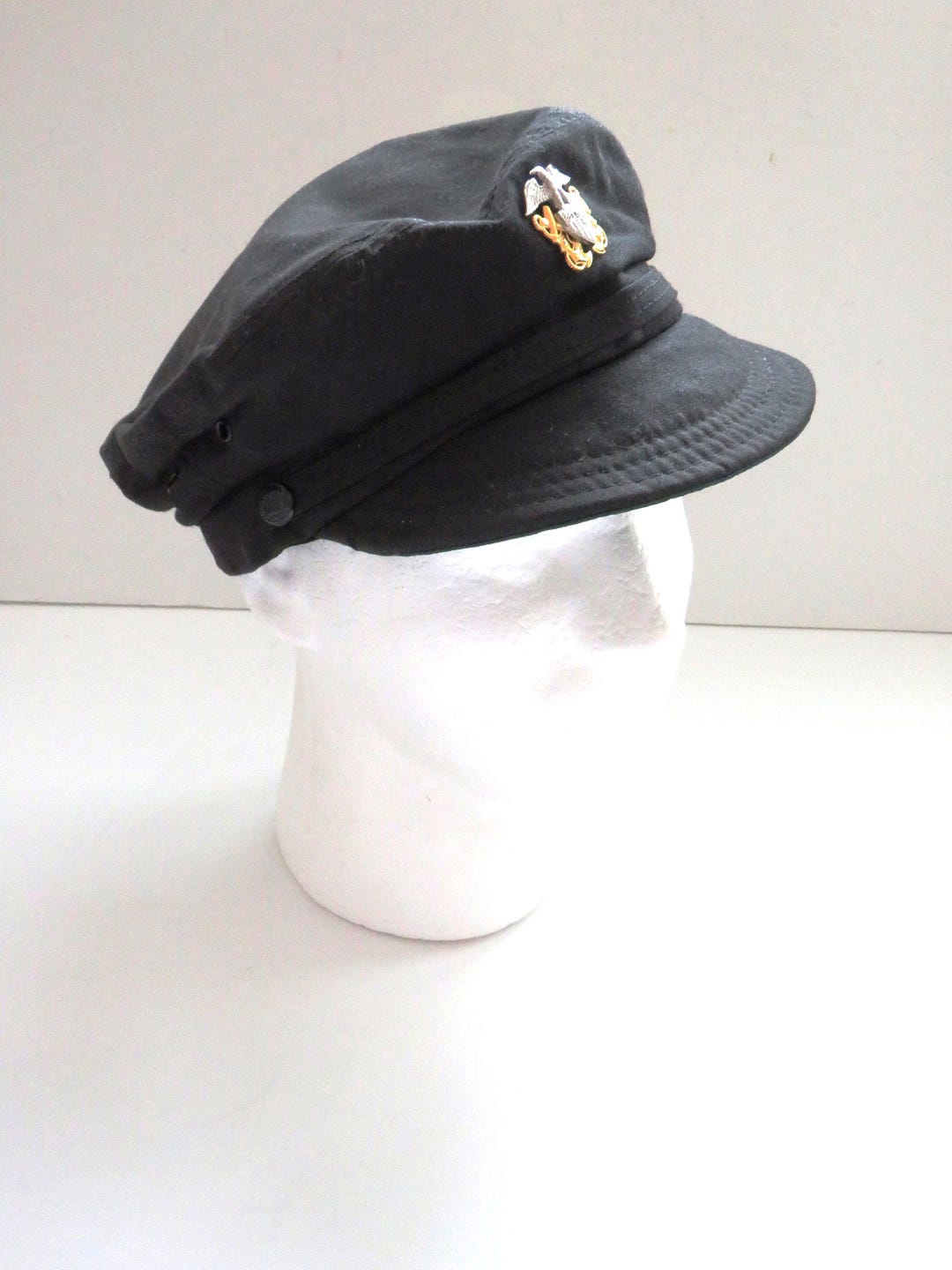 Vintage Roll up Yacht Cap - Size Medium - Nautical Black Transatlantic ...