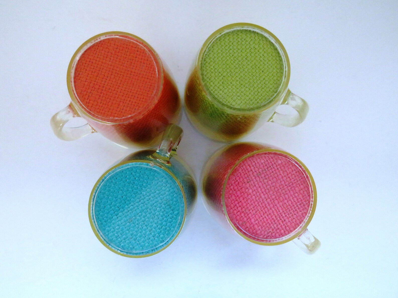 Vintage Retro Thermo Cups Set of 4 1960s Raffiaware Basket - Etsy