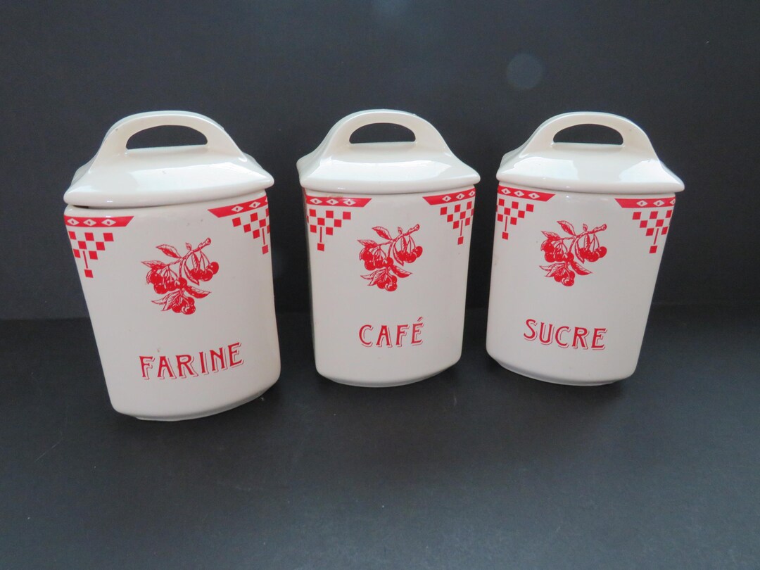 French Country Canister Set by Comptoir De Famille Set of 3 Sugar Flour ...