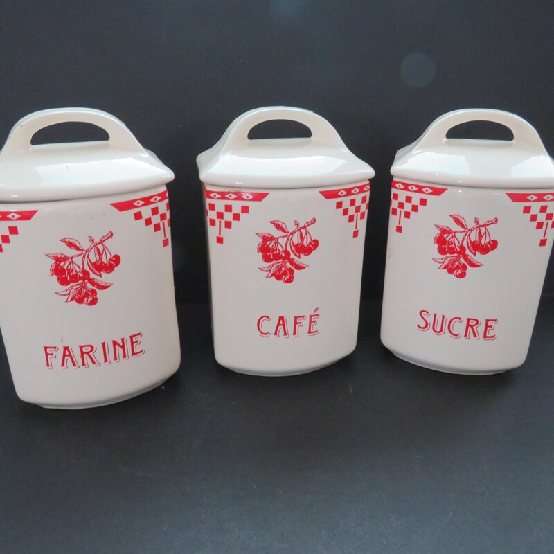 Red White Canisters - Etsy