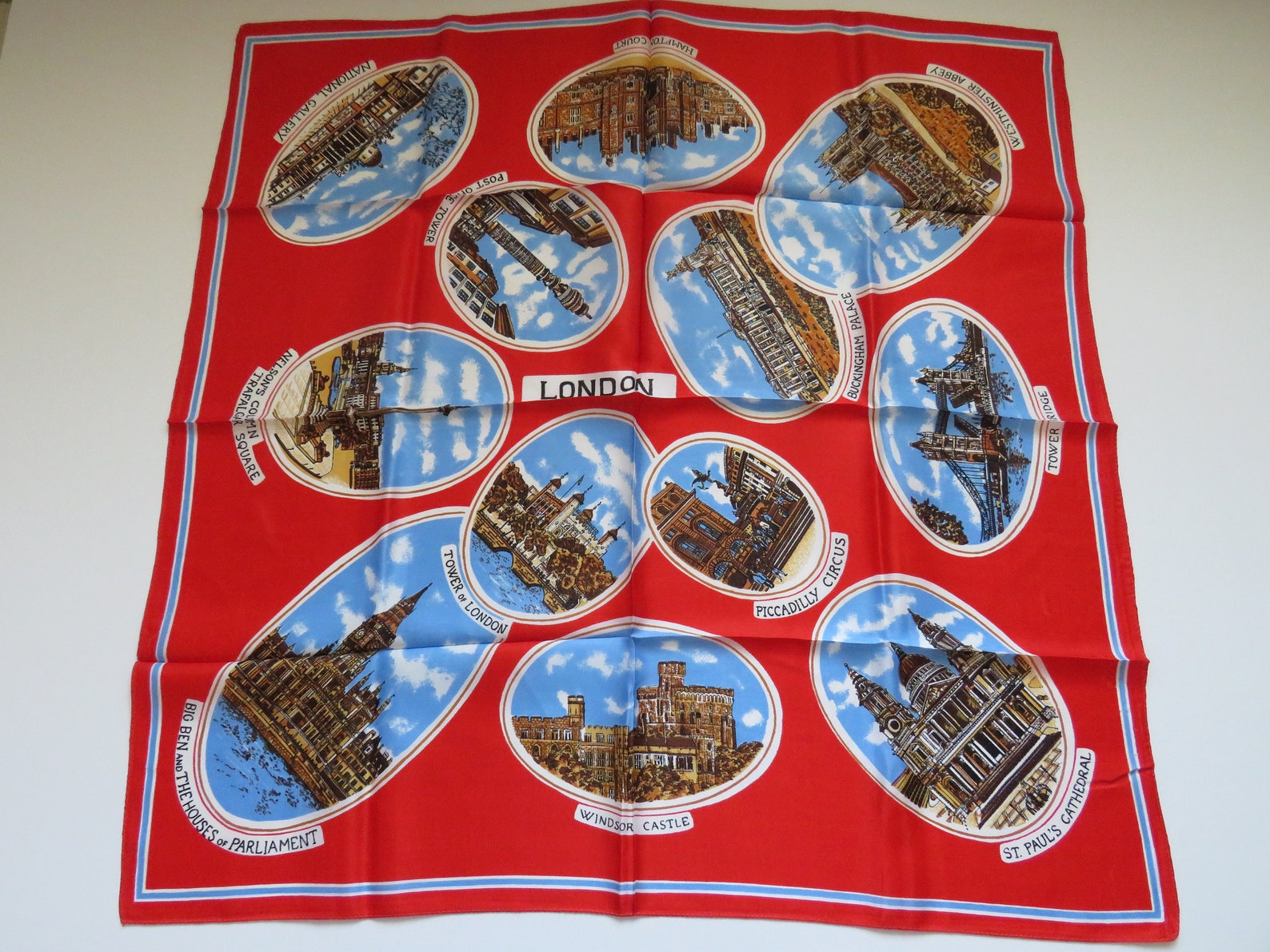 Vintage LONDON England Souvenir Scarf Famous London Sites - Etsy
