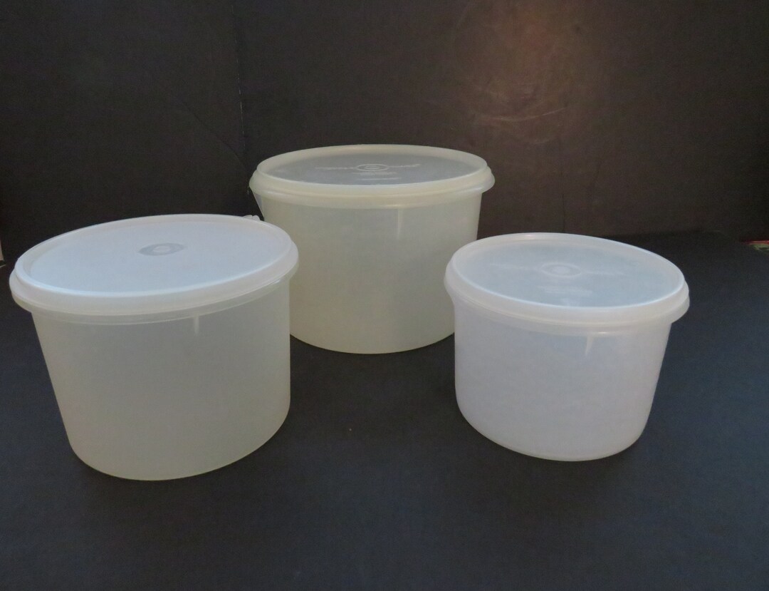 1950s Tupperware Canisters Set of THREE Sheer Clear White Canisters ...