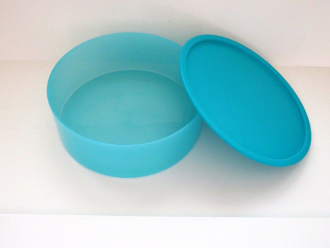 Tupperware Round Container Turquoise Blue Canister With Lid One Touch ...