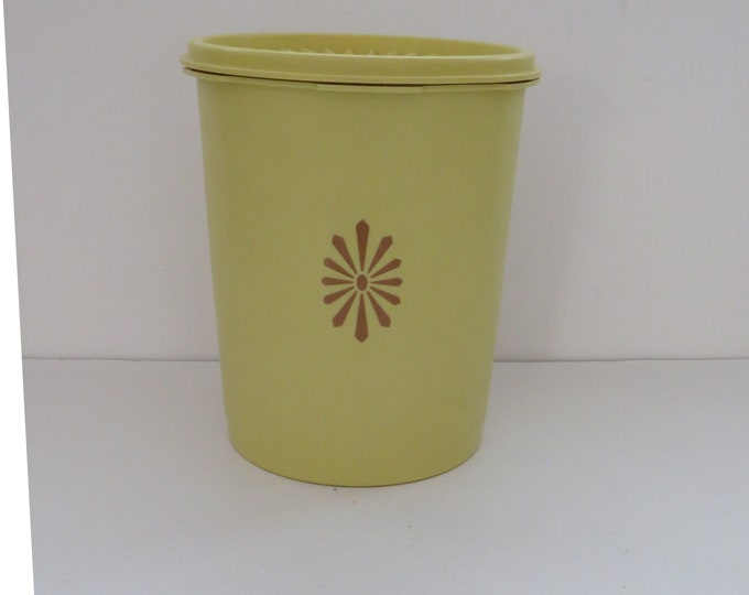1970s Round Tupperware Canister - Harvest Gold Servalier Canister With ...