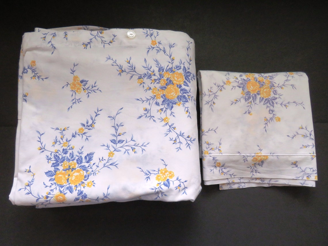 Full Queen Floral DUVET Cover Plus ONE Sham Yellow Roses - Etsy