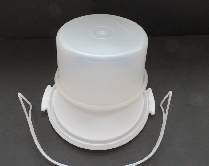 1980s Tupperware Cake Taker 3 Piece White Base Handle Clear Dome ...
