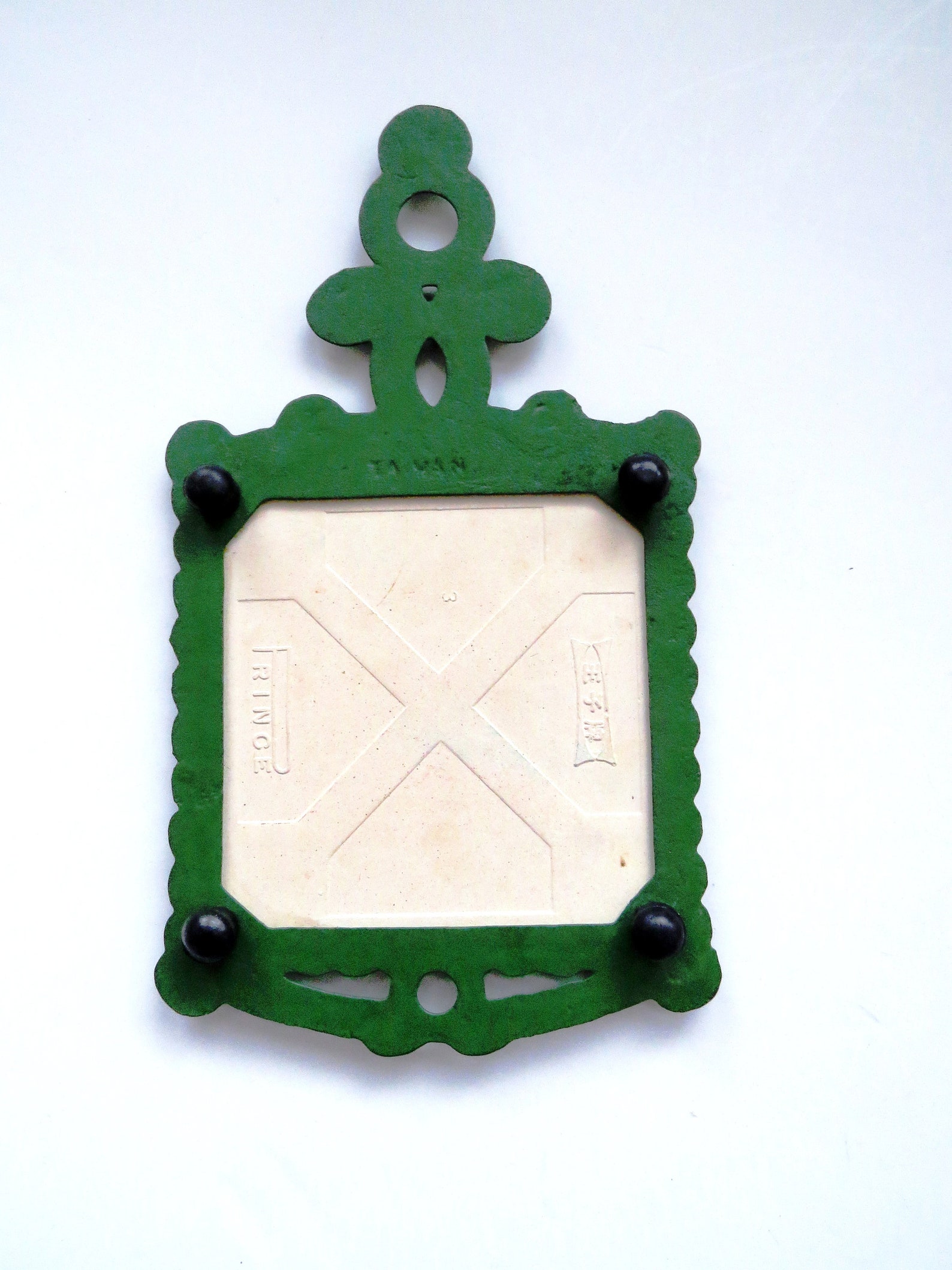 Vintage Christmas Trivet Green Cast Iron Ceramic Trivet by - Etsy