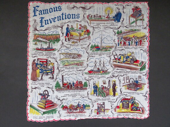 1950s Famous Inventions Handkerchief - Technological … - Gem