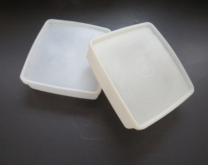 1970s TUPPERWARE Square A Way Storage Container - TWO White Clear ...