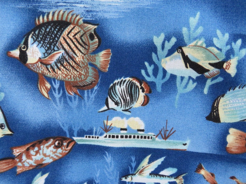 1990s Mens Blue FISH Hawaiian Aloha Shirt by RJC - Size Large ...