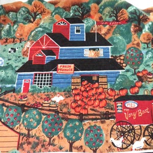 Vintage Long Fall Harvest Tablecloth Country Farm Scenes Autumn ...