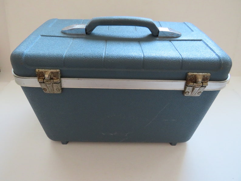 1970s Blue Train Case by Star Flite - Small Suitcase Travel Case With ...