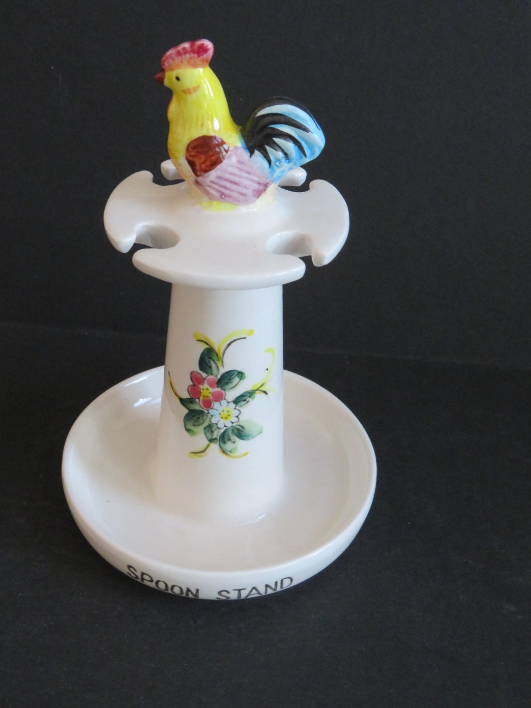 Ceramic Rooster Spoon Stand - Holds 4 Spoons - 1960s Vintage Kitchen ...