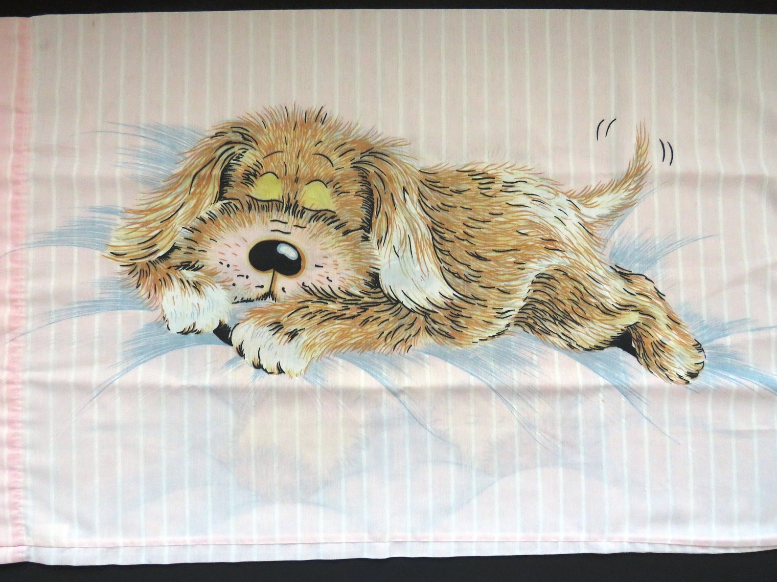 ONE Snatch the Dog Pillowcase by Sue Hall Pink White Stripes | Etsy