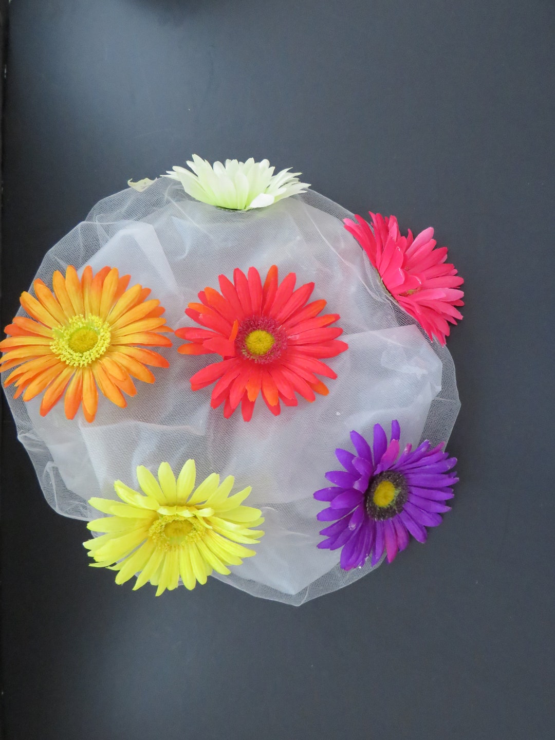 Vintage White Nylon Faux Daisies Hair Bonnet Curler Cover - Funky ...