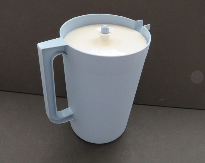Large 1980s Blue Tupperware 1 Gallon Pitcher Sheer Blue Push Button Lid ...