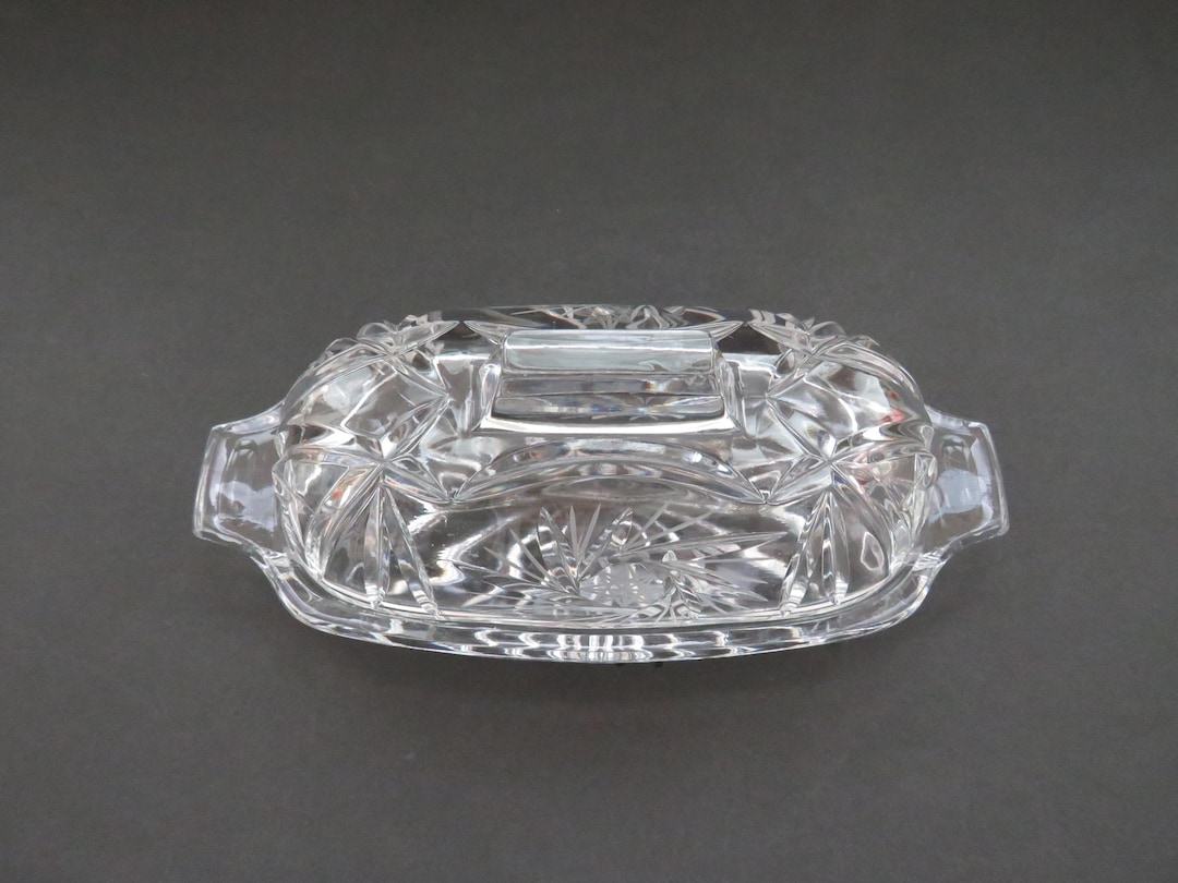 1950s Cut Glass Butter Dish - 2 Piece Elegant Covered Butter Holder ...