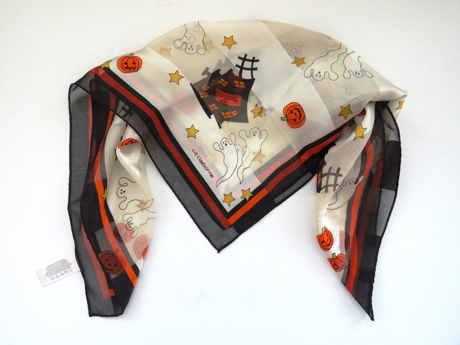 Halloween Scarf by Liz Claiborne Ghosts Haunted House - Etsy
