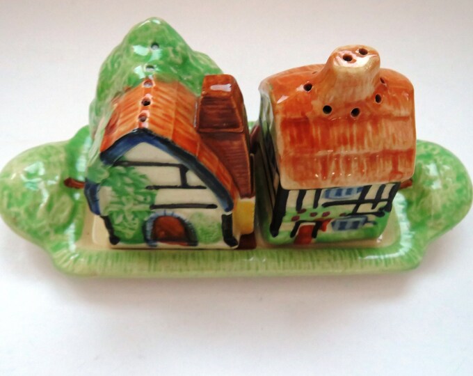 1940s 3 Piece English Cottage Salt and Pepper Shakers With Tray ...