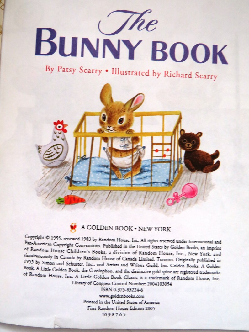 The Bunny Book by Richard Scarry 1983 Bunny Rabbits A Little | Etsy