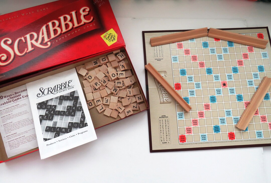 SCRABBLE Board Game by Parker Brothers 100 Letters Tiles Board Trays ...