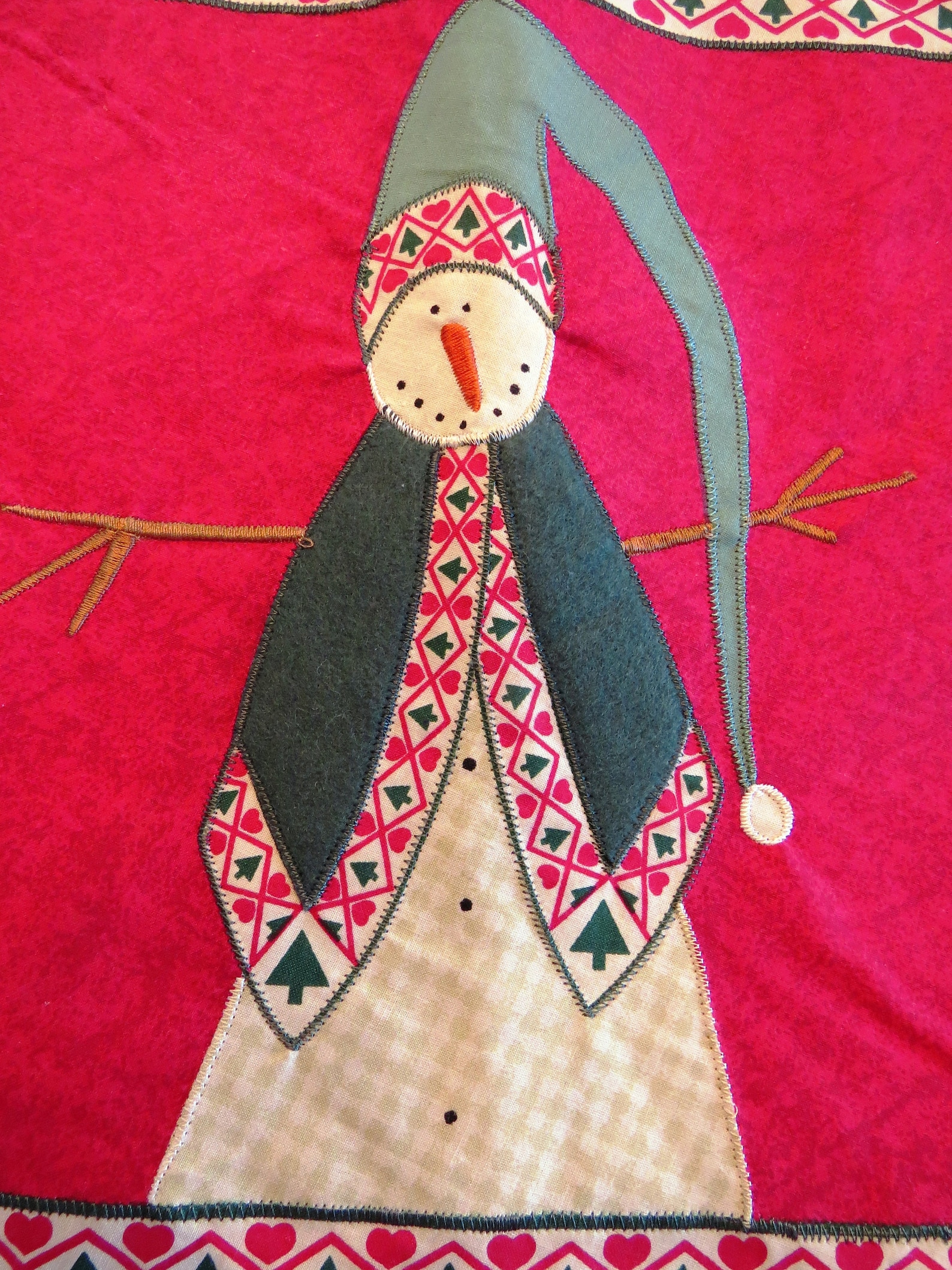 Red Octagon Christmas Tree Skirt Snowmen Hearts Snowflakes - Etsy