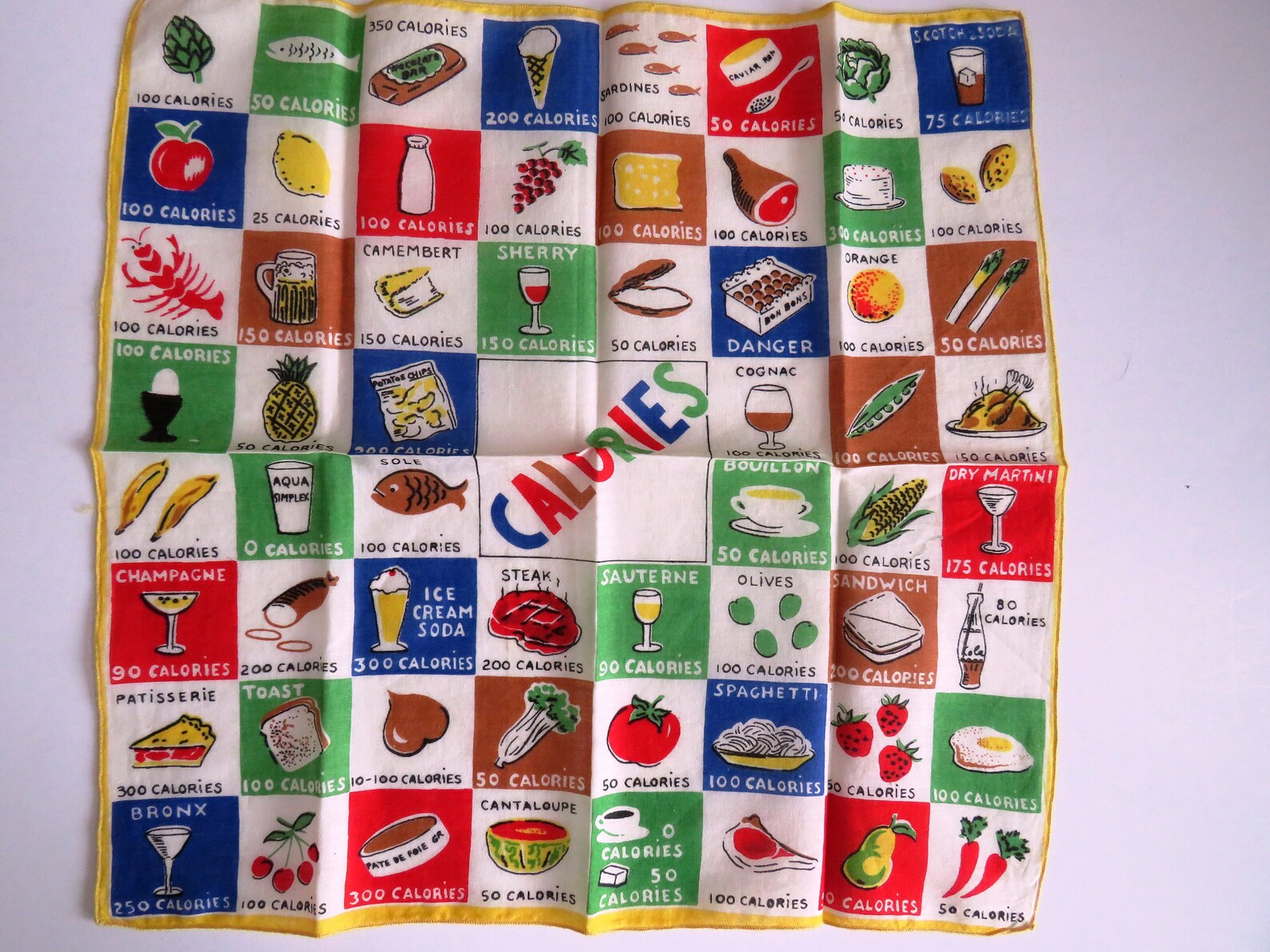 1960s Vintage Calories Handkerchief 60 Colorful Foods - Etsy