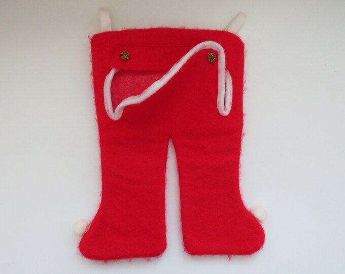 1960s Santa Claus Pants Christmas Stocking - Red Drop Front Panel ...